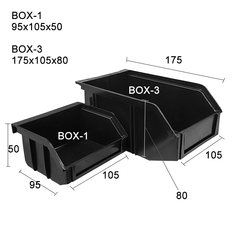 Anti Static Black Plastic Slanted Mouth Component Box